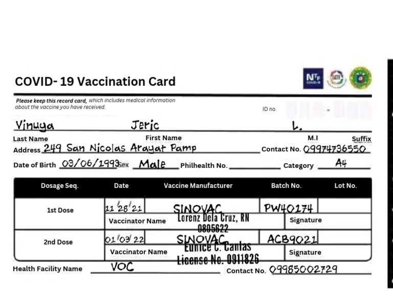 COVID-19 Vaccination Card Template | PDF | Self-Improvement