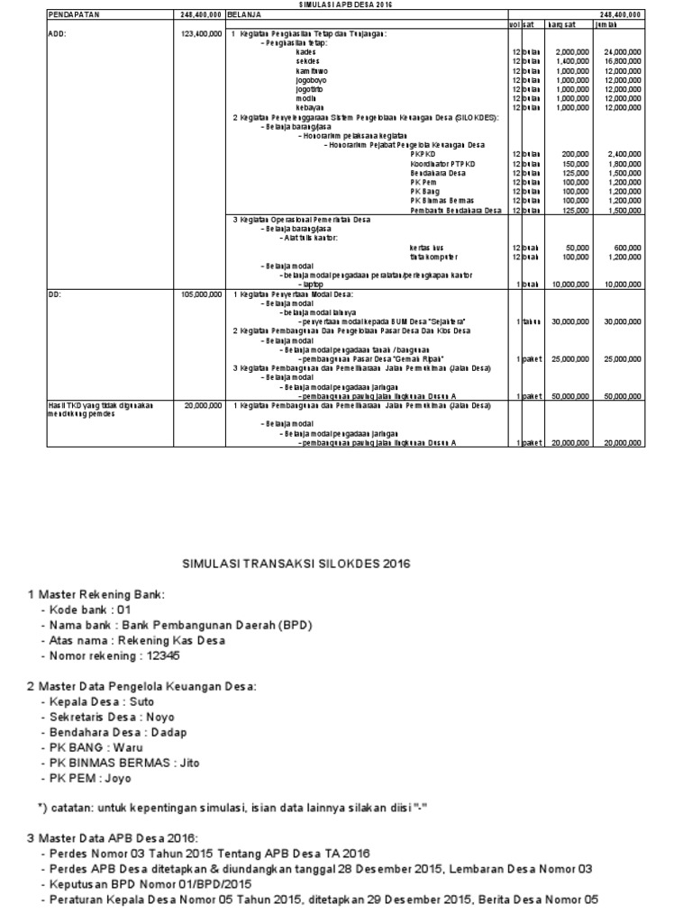 Simulasi Apbdes | PDF