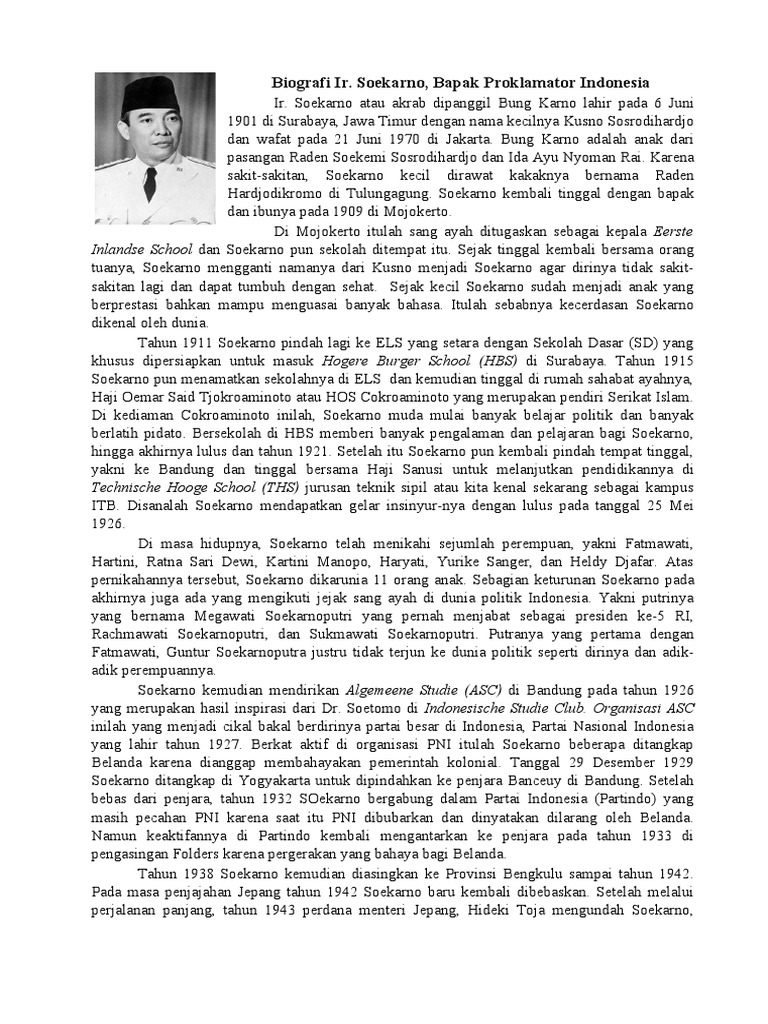 Biografi Ir. Soekarno, Sang Proklamator | PDF | Sejarah | Agama ...