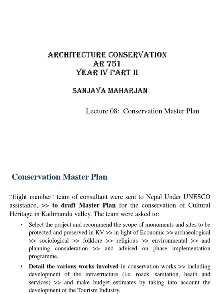 Architecture Conservation Lecture 008 Conservation Master Plan | PDF ...