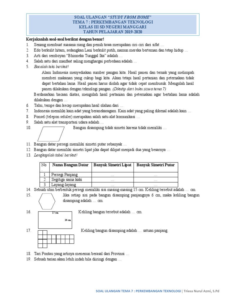 Chonkz Productions - Ulangan Tema 7 Kelas 3 SD | PDF | Perjalanan
