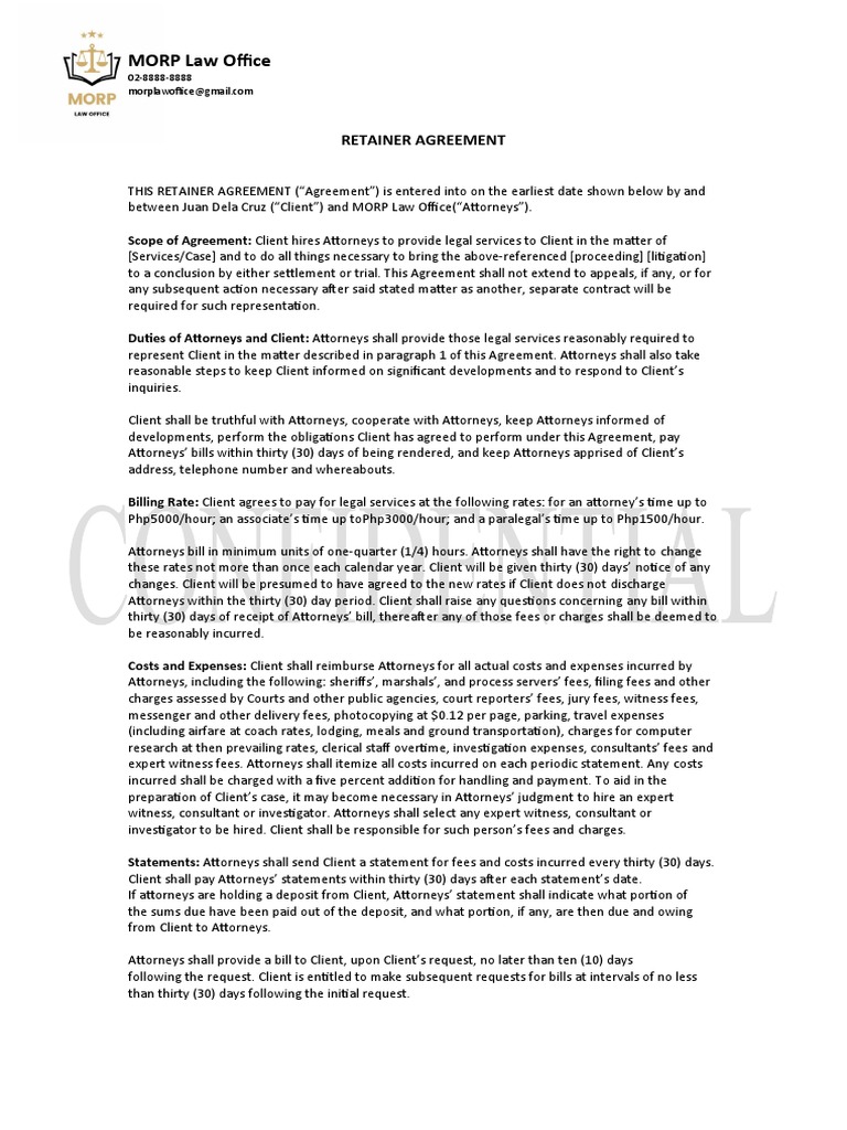 Litigation Retainer Agreement | PDF | Fee | Lawyer