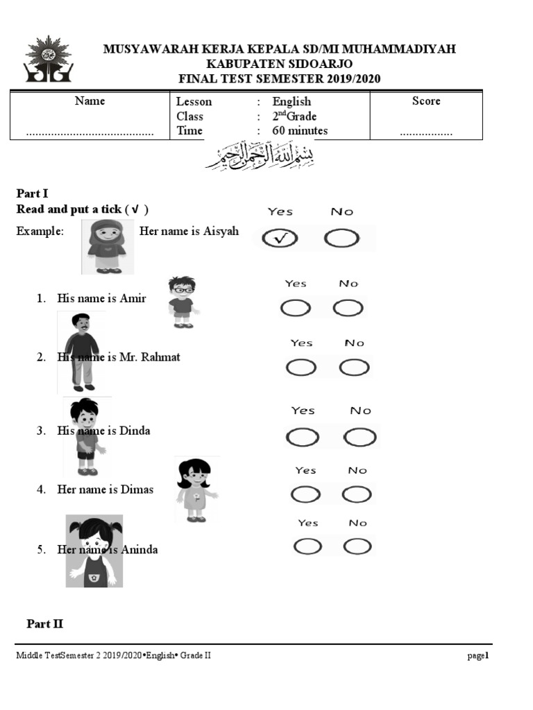 Final Test Grade 2 Inggris Pdf