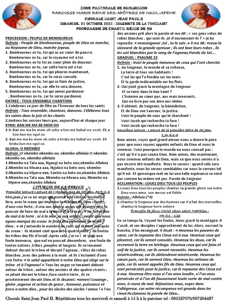 Toussaint B | PDF | Eucharistie | Jésus