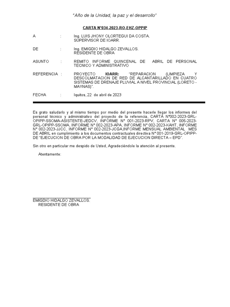 CARTA N 34 - Informes | PDF