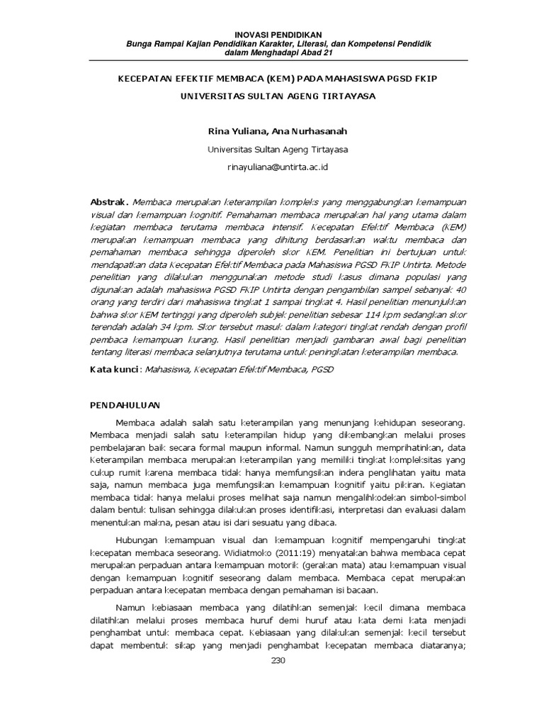 Kecepatan Efektif Membaca (Kem) PDF | PDF