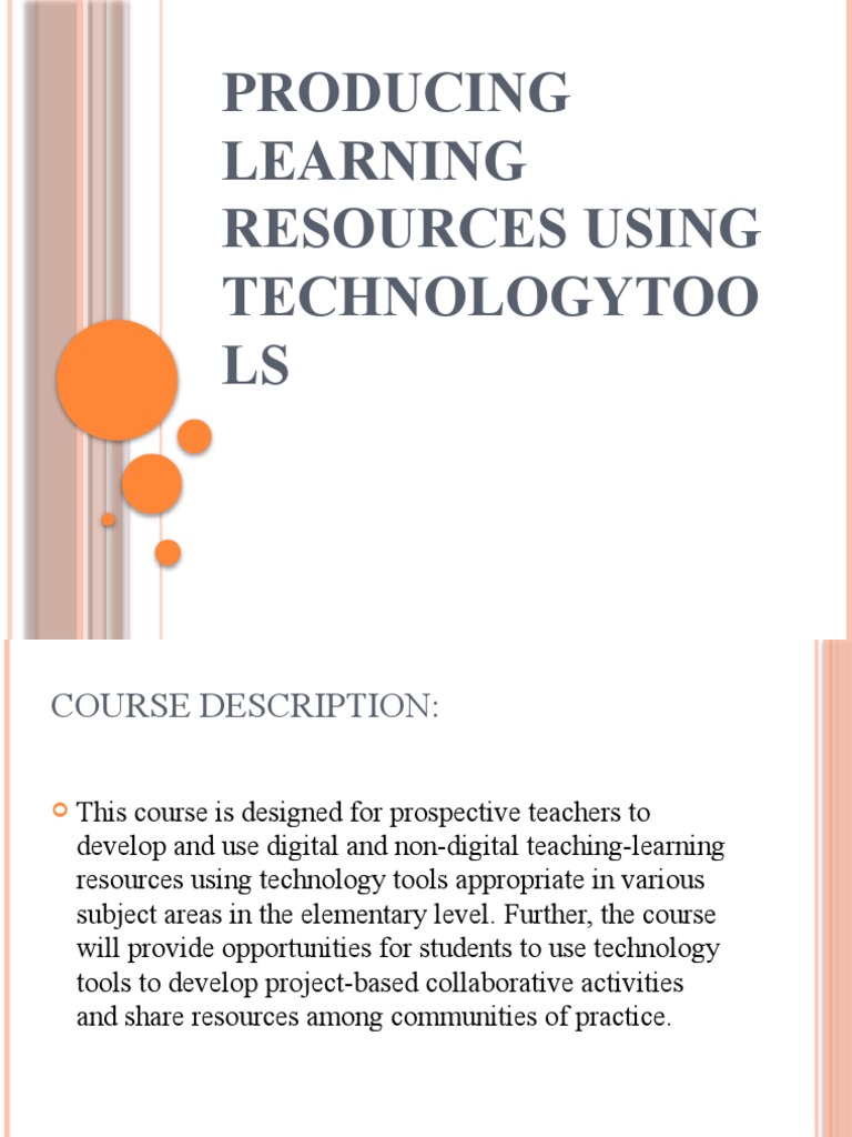 Producing Learning Resources with Tech | PDF | Learning | Language ...