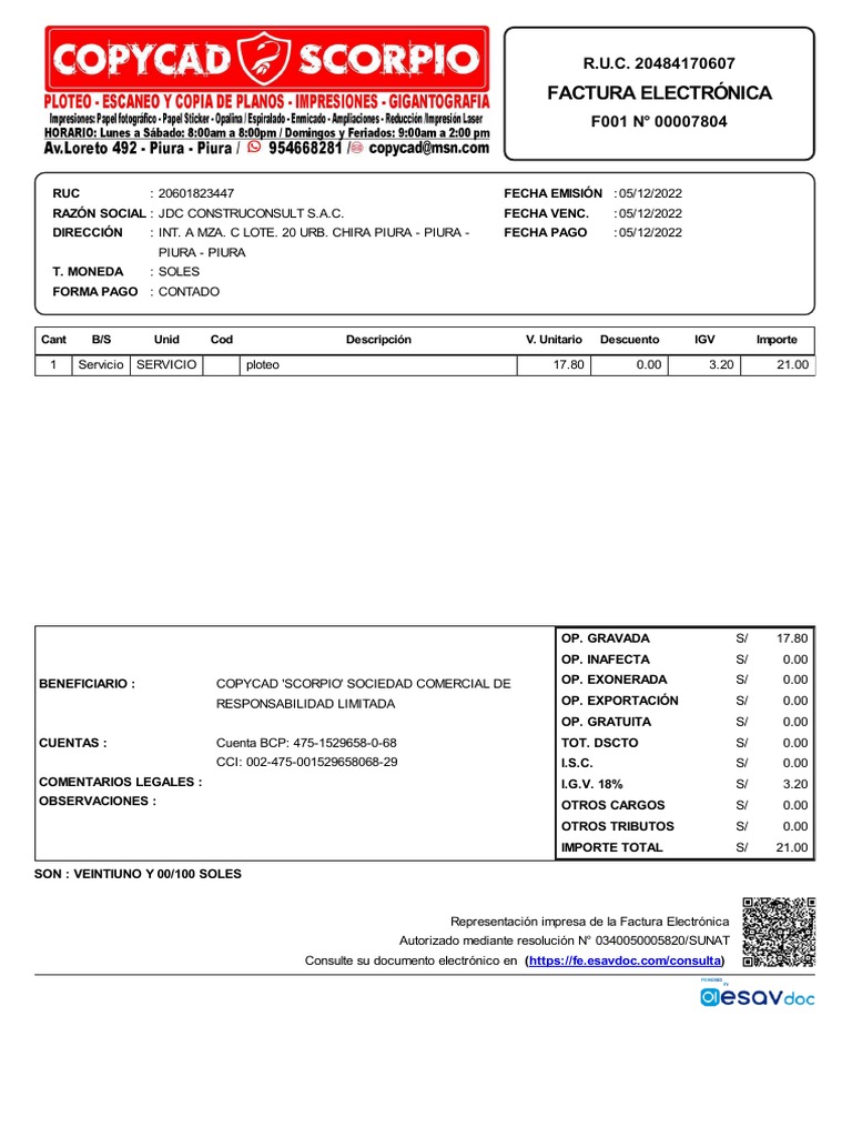Factura F001 #00007804 | PDF