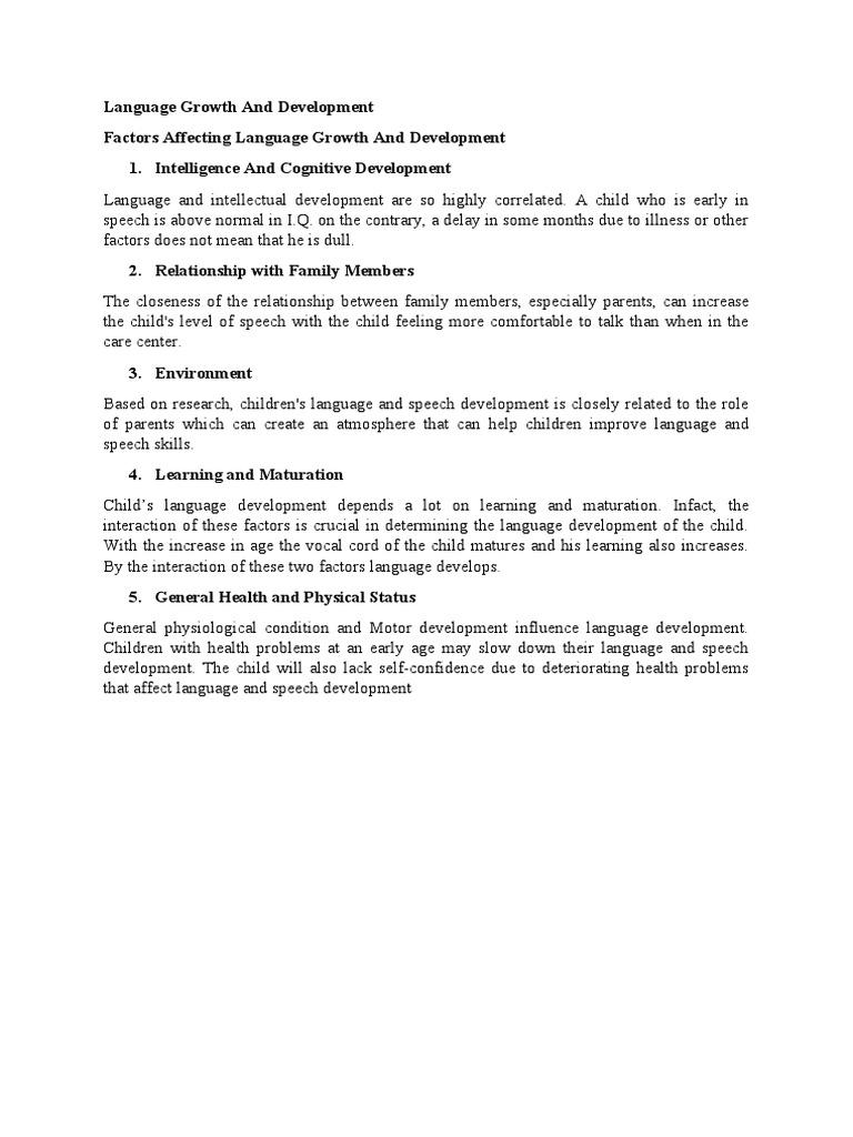 Language Growth And Development | PDF | Language Development | Speech