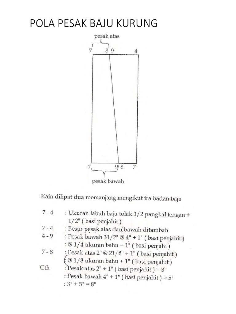 Pola Pesak Baju Kurung PDF | PDF