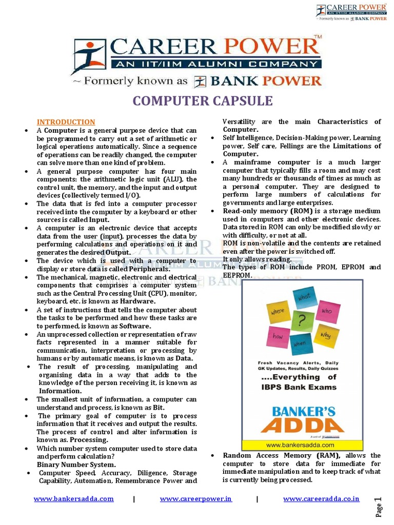 Computer Capsule | PDF | Random Access Memory | Computer Network