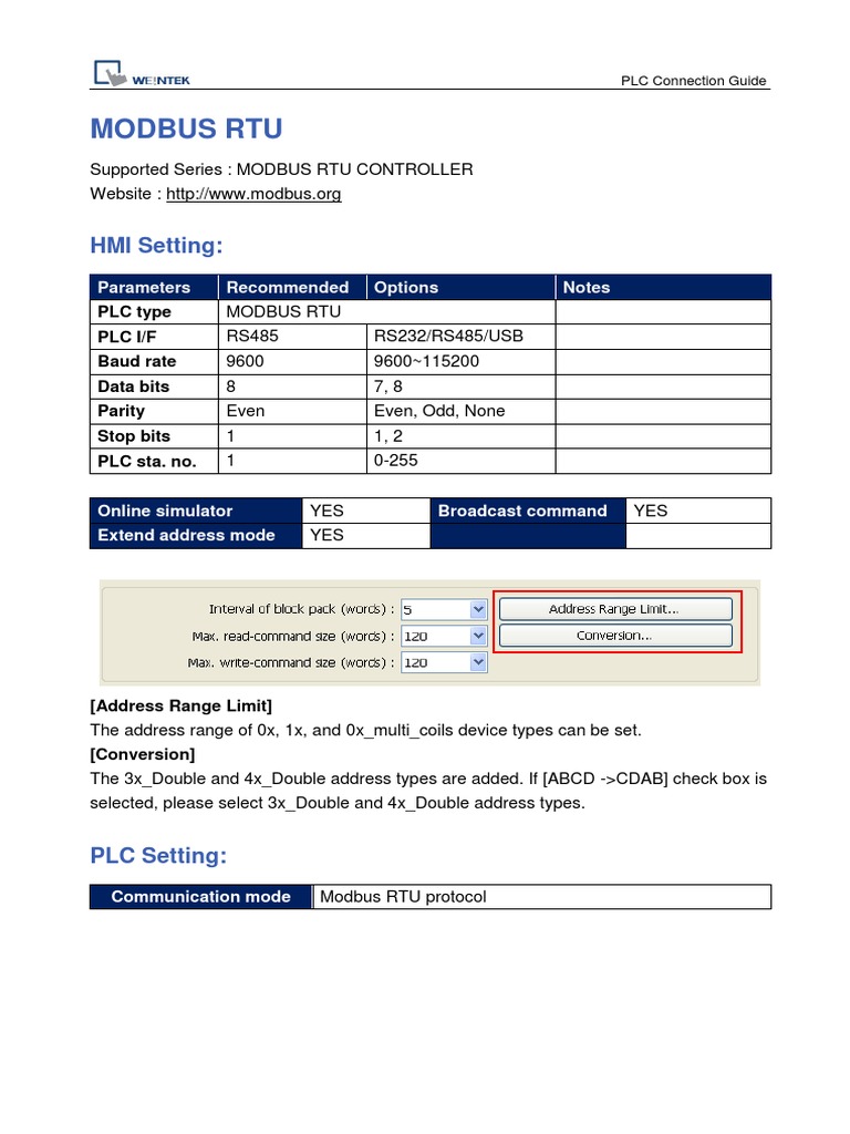 Modbus Rtu Pdf Pdf Physical Layer Protocols Data Transmission