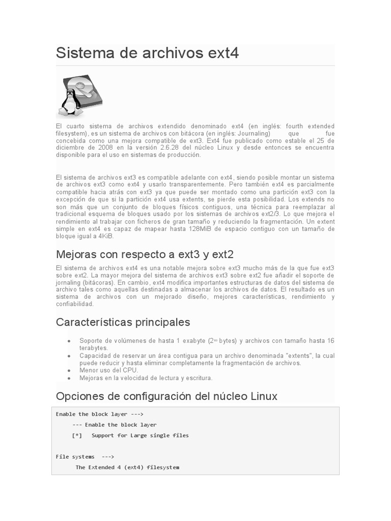 Sistema de Archivos Ext4 | PDF
