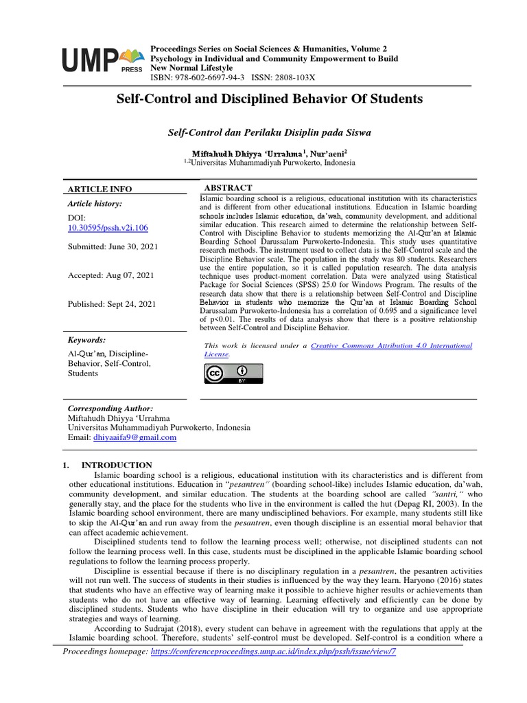 Self Control and Disciplined Behavior of | PDF | Disciplines | Self Control