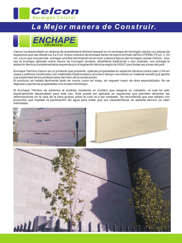 Ficha Enchape PDF | PDF | Hormigón | Ciencias fisicas