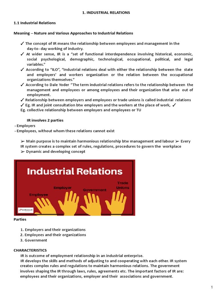 Understanding Industrial Relations Dynamics | PDF | Employment | Strike ...