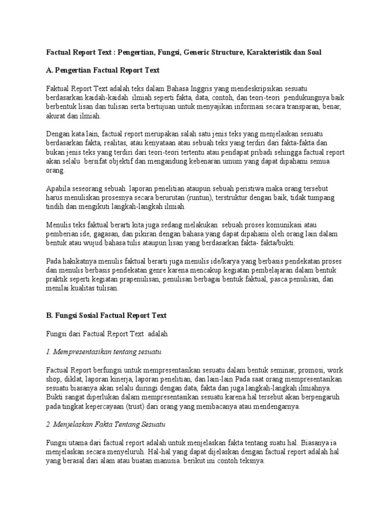 Pengertian dan Struktur Factual Report | PDF | Ilmu Sosial