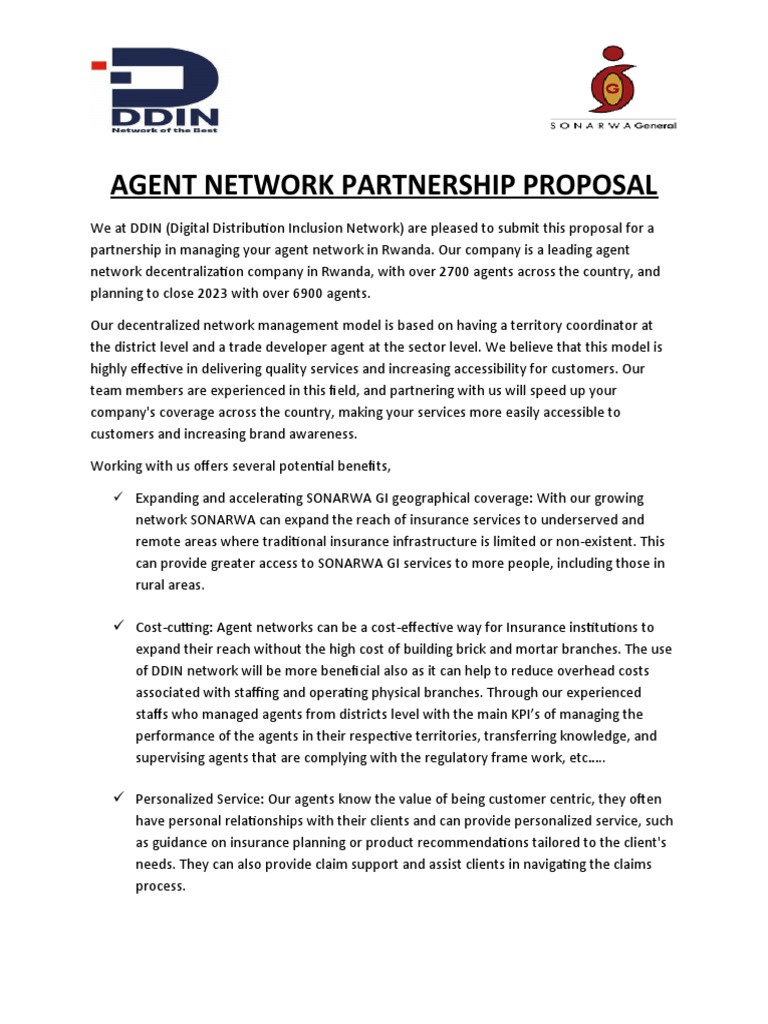 DDIN Partnership Proposal for SONARWA | PDF | Brand | Insurance