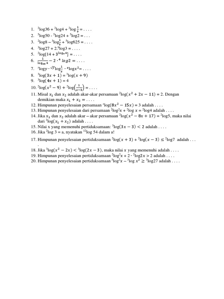 Latihan Soal Pas Matmin | PDF