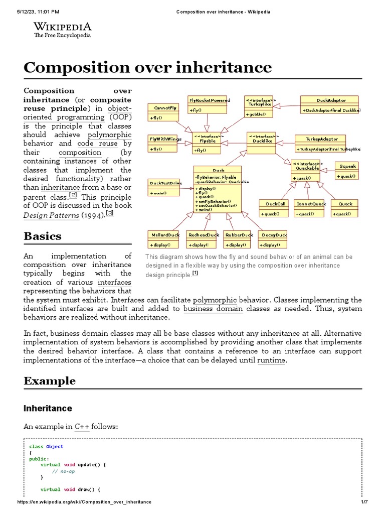 Composition Over Inheritance - Wikipedia | PDF | Inheritance (Object Oriented Programming ...