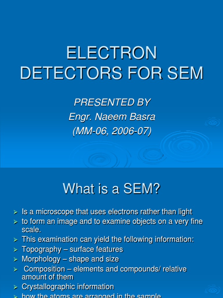 Electron Detector For Sem | PDF | Scanning Electron Microscope | Electron