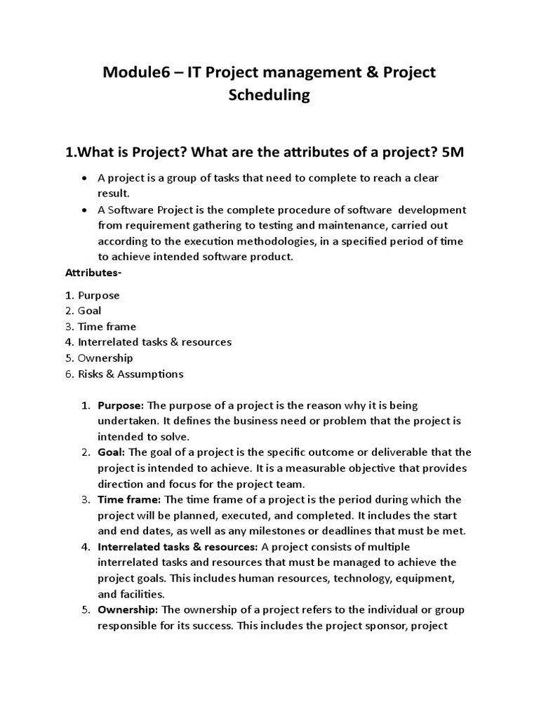 SEPM Module6 - IT Project Management & Project Scheduling | PDF