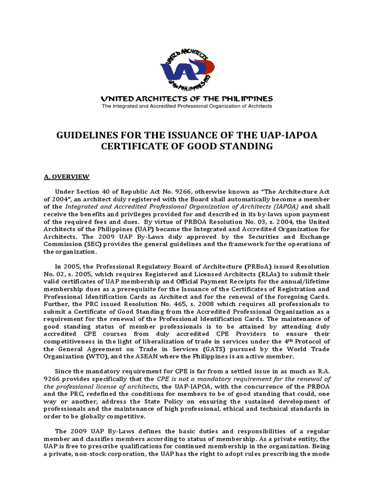 UAP_IAPOA Good Standing | PDF