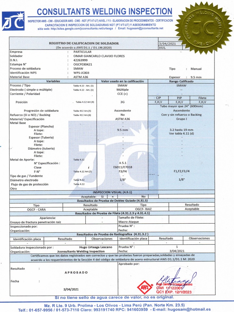 CERTIFICADO DE HOMOLOGACIÓN | PDF