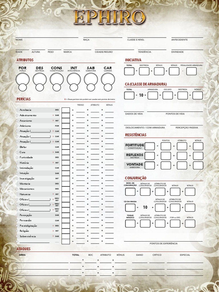 Ficha Ephiro - Alpha Editavel | PDF