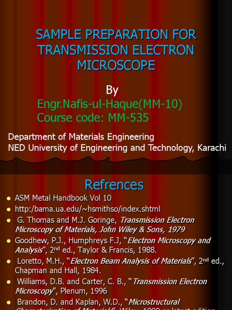 TEM Sample Preparations 100 | PDF | Transmission Electron Microscopy ...
