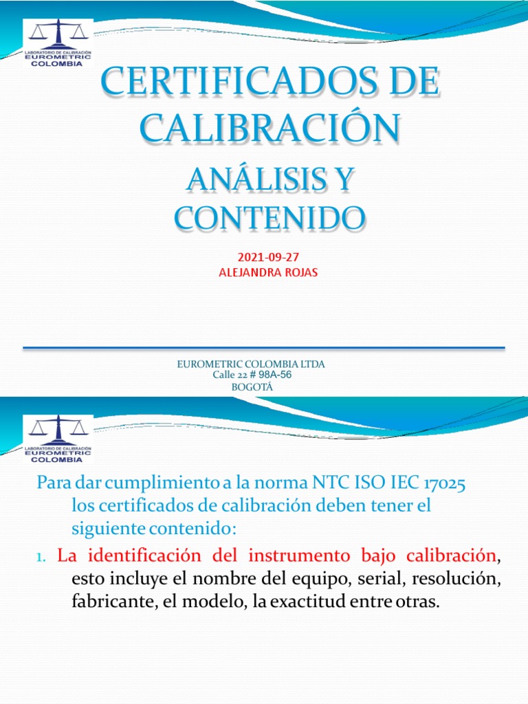 Certificados de Calibración Eurometric | PDF | Calibración | Exactitud ...