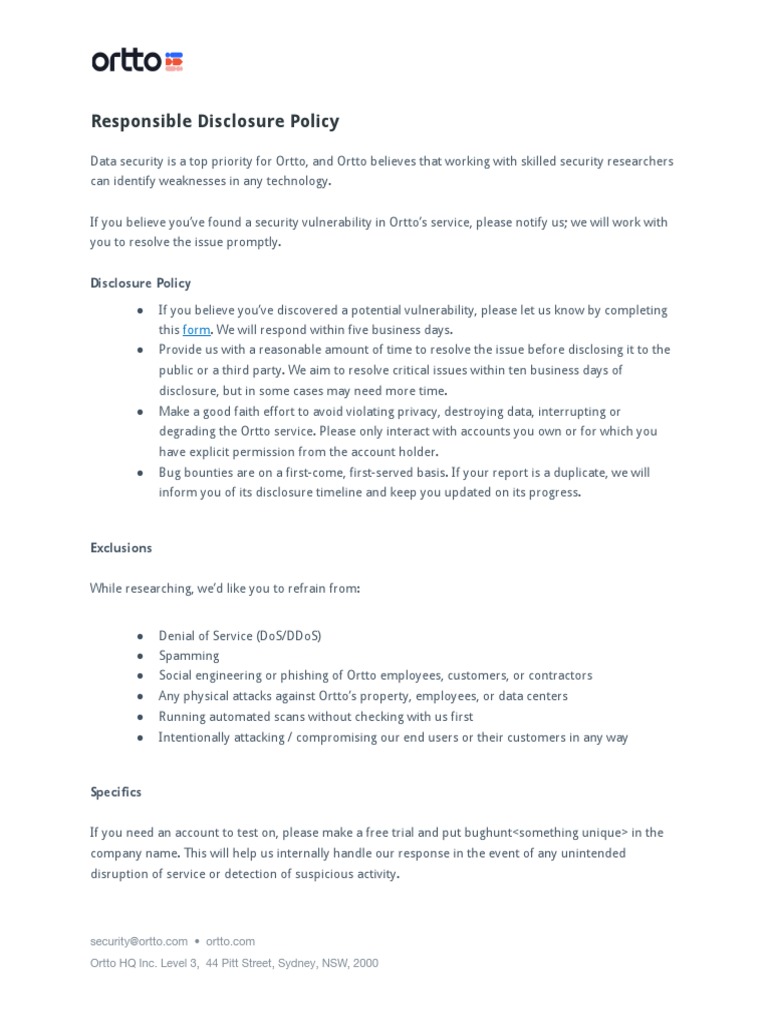 Responsible Disclosure Pdf Vulnerability Computing Security