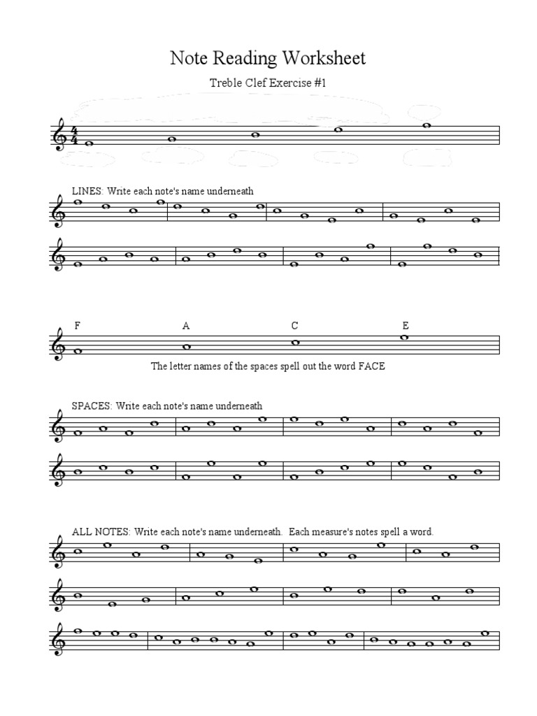 Treble Clef Note Reading Packet | PDF | Freedom Of Expression Law ...