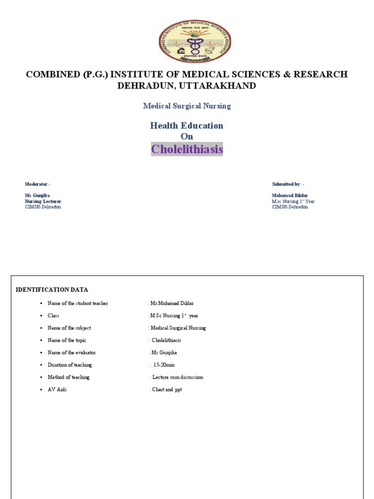 Health Education - Cholelithiasis | PDF | Digestive Diseases | Causes ...