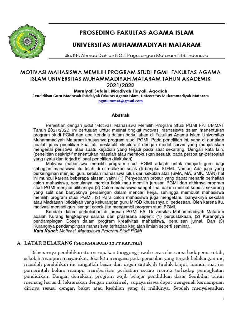 Motiv Mhs Milih Prodi 2 | PDF