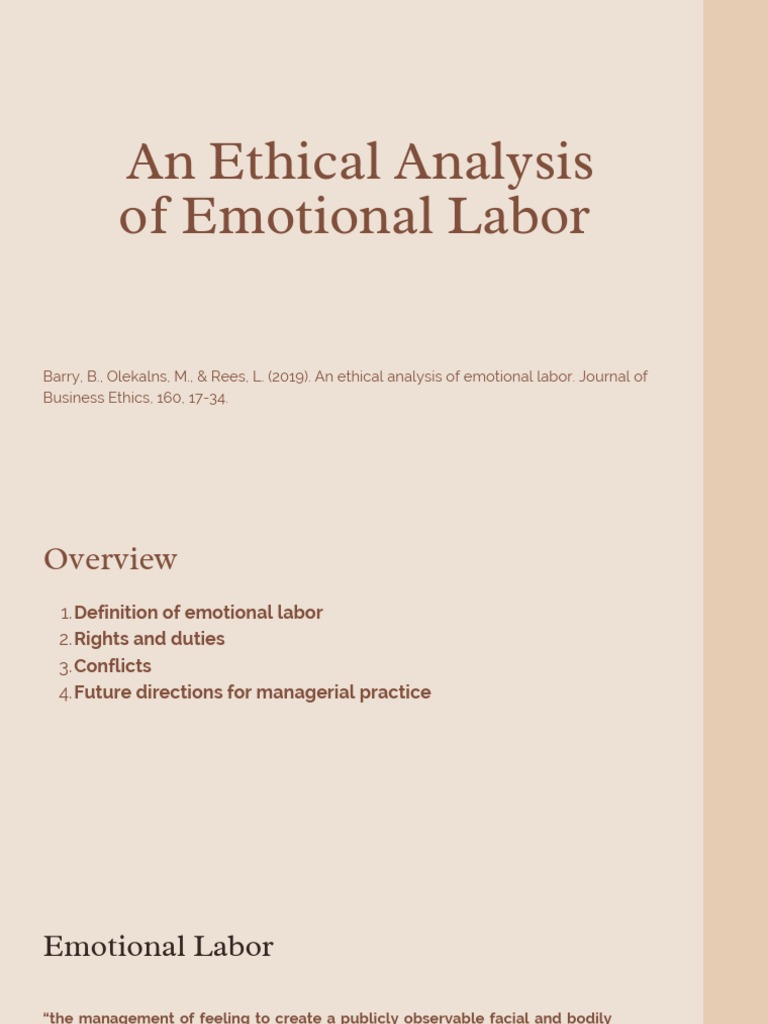 An Ethical Analysis of Emotional Labor | PDF | Emotions | Psychological ...