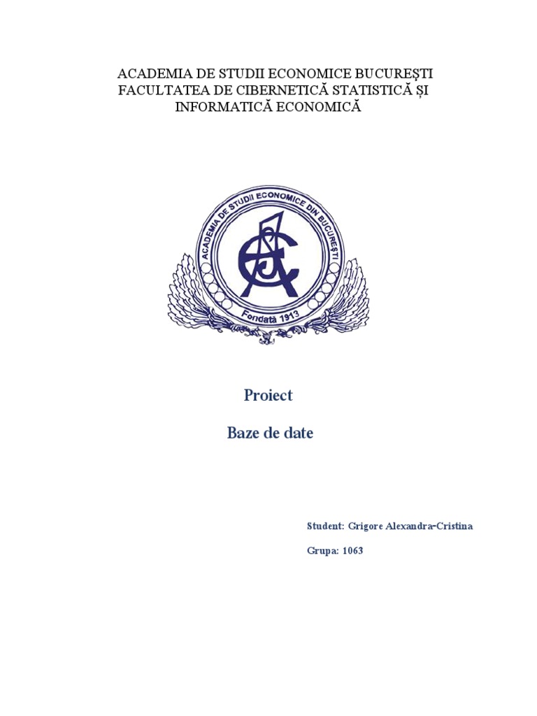 Proiect Baze de Date PDF | PDF