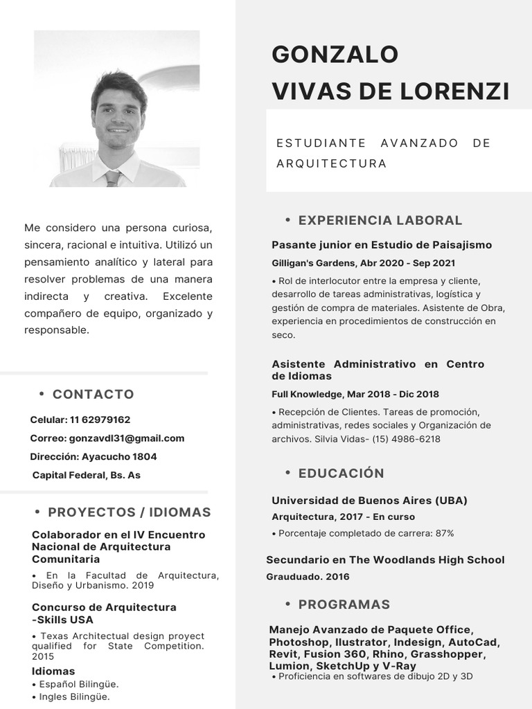 Vivas de Lorenzi, Gonzalo. CV PDF | PDF