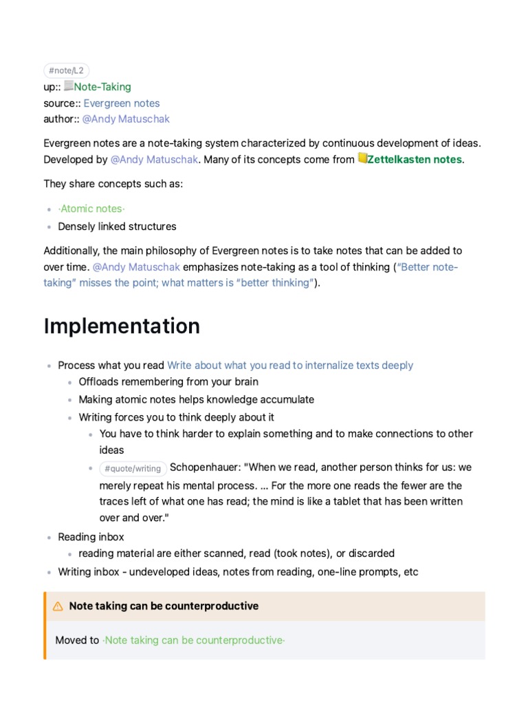 Evergreen Notes | PDF | Thought | Cognitive Psychology