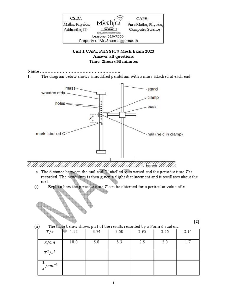A Sample U1 Physics Mock Exam | PDF | Heat | Waves