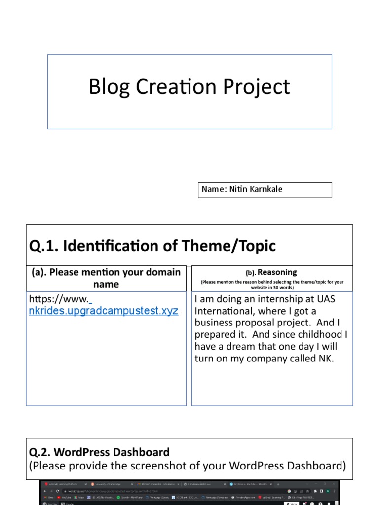 Blog+Creation+Project Template | PDF