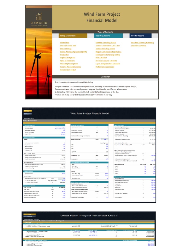 Wind Farm Financial Model | PDF