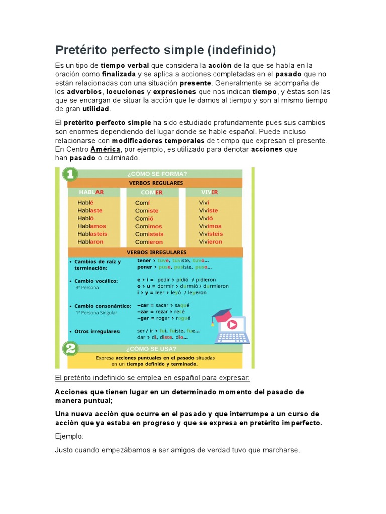 Pretérito Perfecto Simple (Indefinido) | PDF | Verbo | Ciencia cognitiva