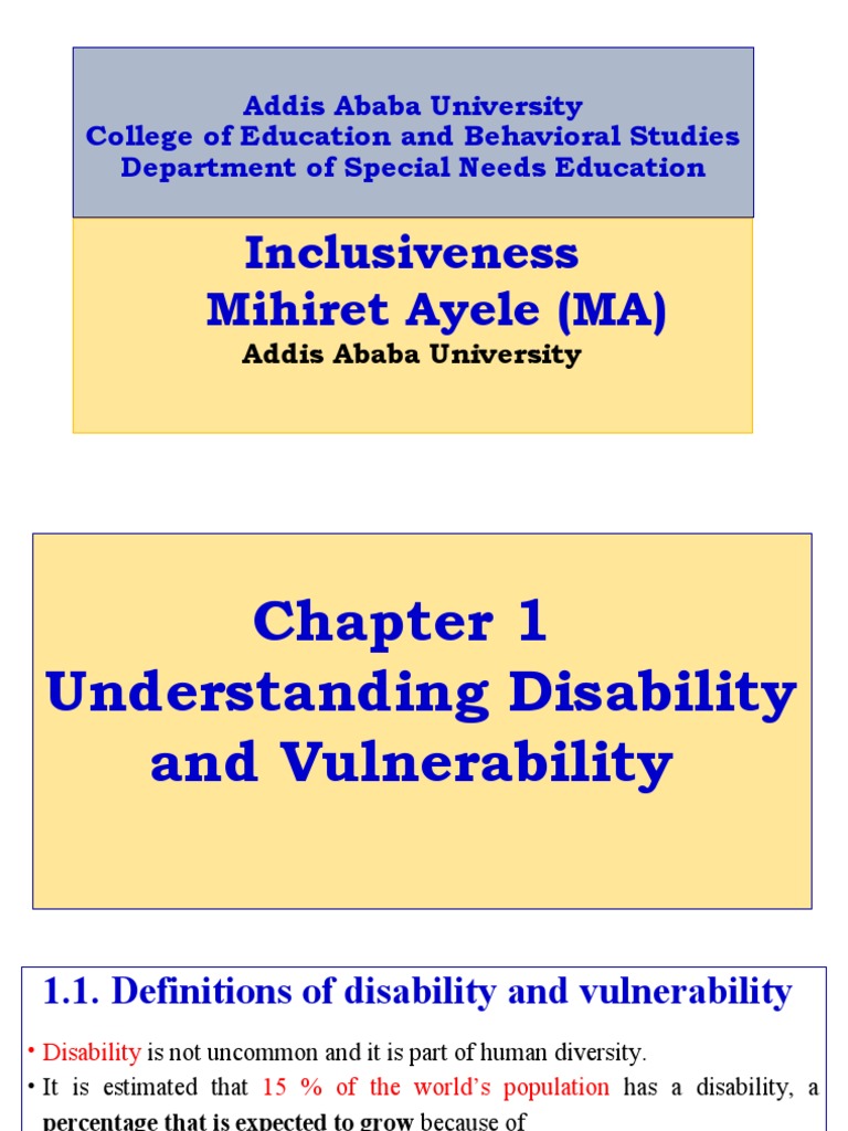 Chapter 1 Understanding Disability & Vulnerability FINAL 1 | PDF | Disability | Visual Impairment