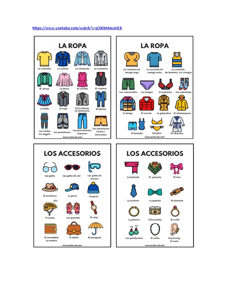 Verbos y vocabulario de ropa en español | PDF | Bragas | Ropa