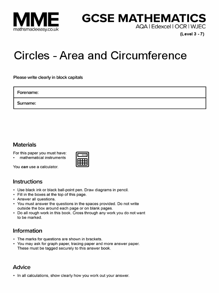 Set Notation Questions Mme Pdf Circle Area