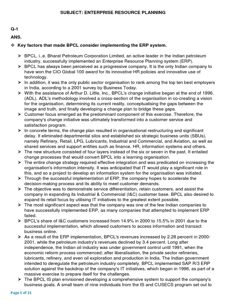 Enterprise Resource Planning - Assignment - Sem-3 | Download Free PDF ... Enterprise Resource Planning - Assignment - Sem-3 | Download Free PDF ...