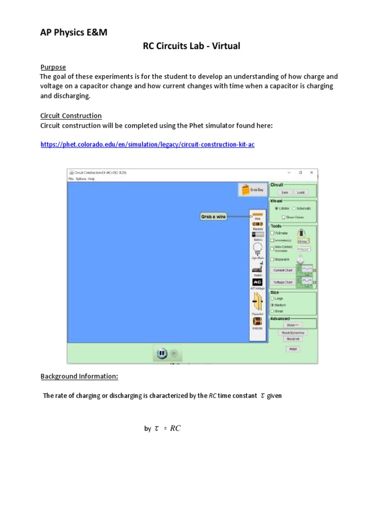 RC Circuit Lab Virtual Rev1.docx 1 1 PDF | PDF | Capacitor | Electrical Network