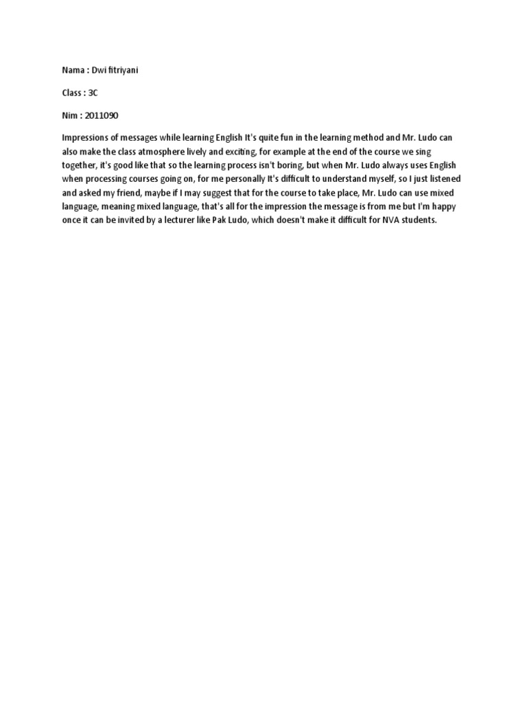 Dwi Fitriyani 2011090 Kesan Pesan English Pdf