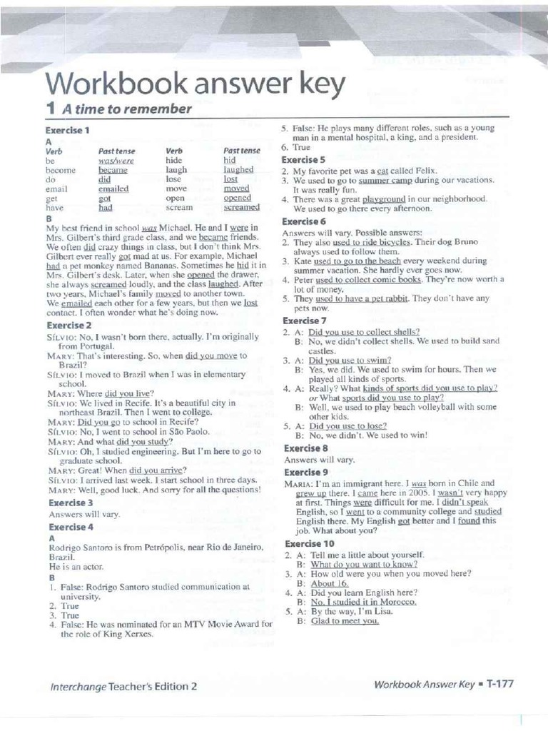 Interchange 2WorkBook Answers | PDF